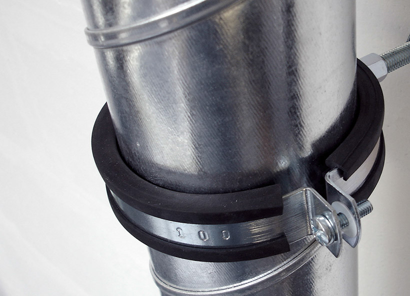 Colier pentru conducta ventilatie cu banda EPDM, cap fixare M8/M10 ...